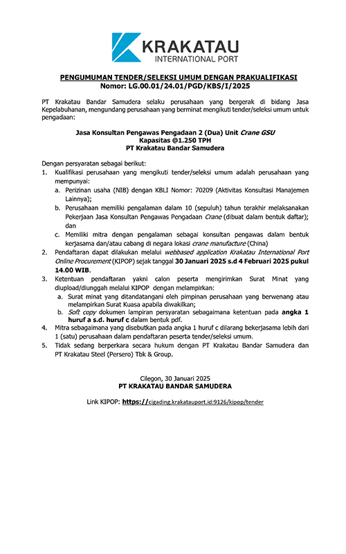 Krakatau International Port | Pelabuhan Hub Internasional dan Curah ...